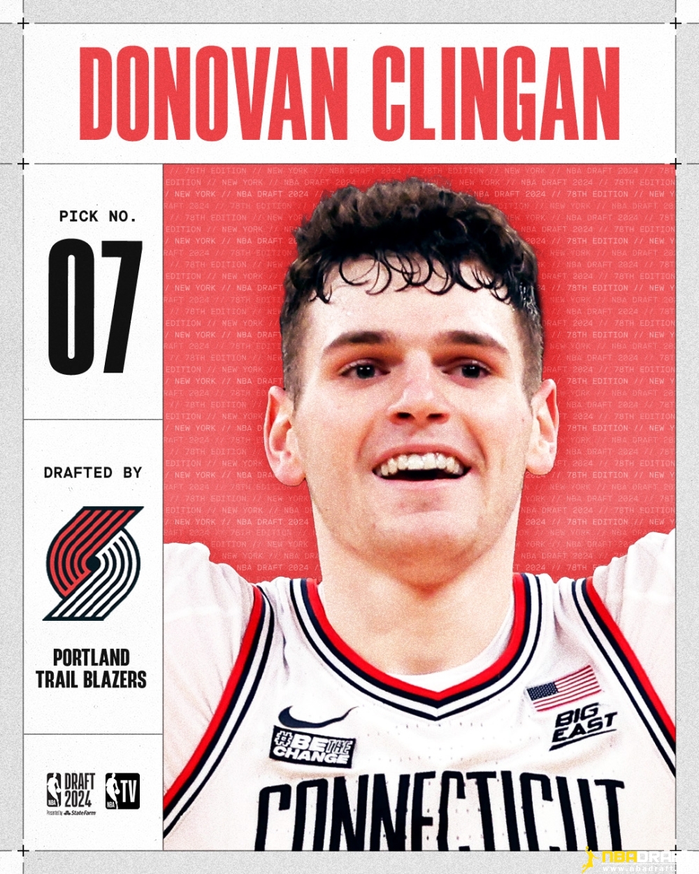 开拓者首轮第7号签选中多诺万-克林根 - 选秀先锋站